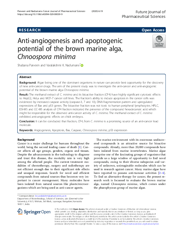 (PDF) Anti-angiogenesis and apoptogenic potential of the brown marine ...