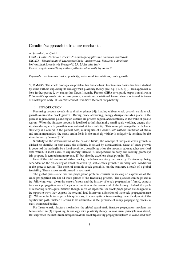 (PDF) Ceradini’s approach in fracture mechanics