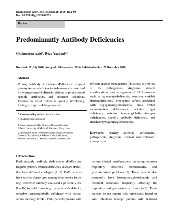 (PDF) Predominantly Antibody Deficiencies