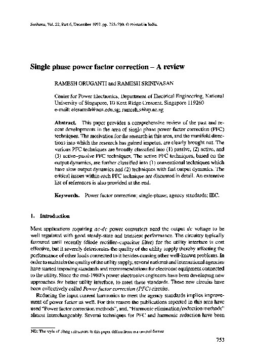 (PDF) Single phase power factor correction — A review
