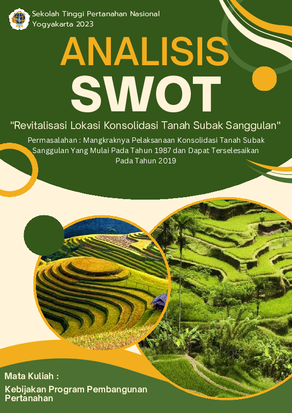 (PDF) Analisis SWOT - Studi Kasus : Mangkraknya Pelaksanaan Konsolidasi ...