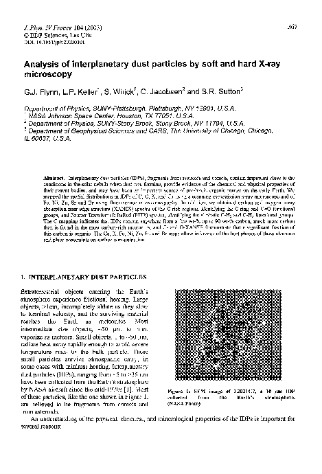(PDF) Analysis of interplanetary dust particles by soft and hard X-ray ...