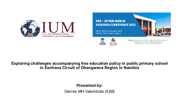 (PPT) IUM APHEIN Annual research conference Presentation D Valombola