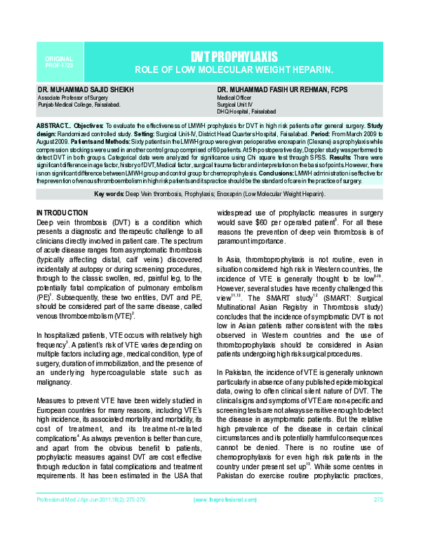 (PDF) DVT Prophylaxis