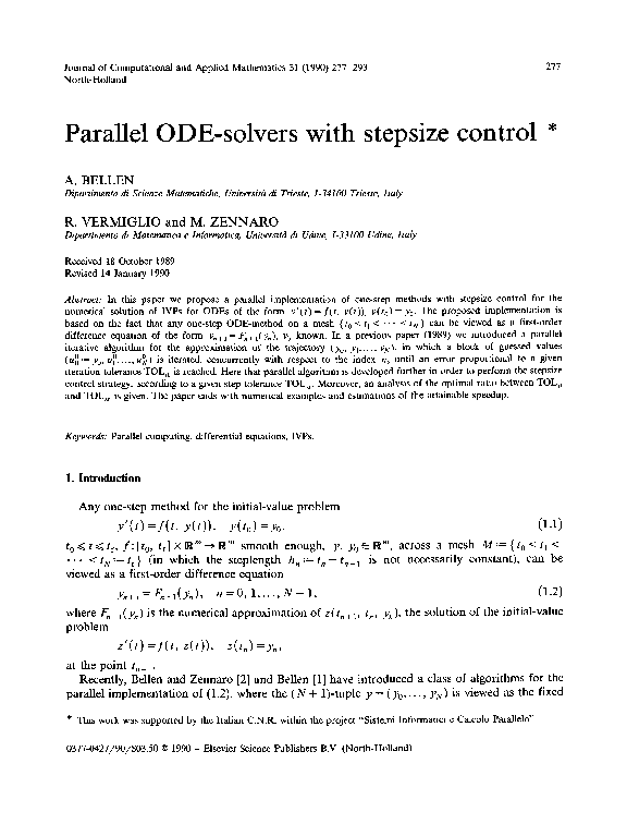 (PDF) Parallel ODE-solvers with stepsize control