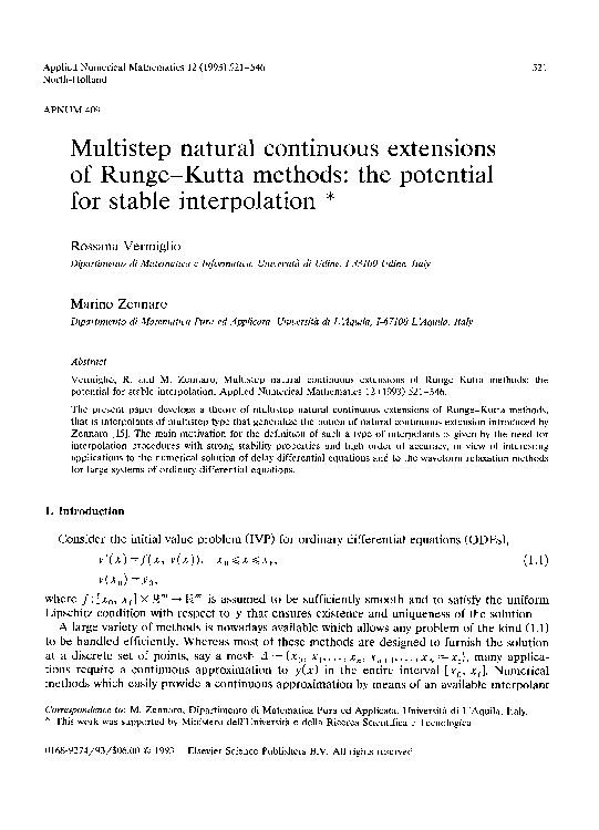 (PDF) Multistep natural continuous extensions of Runge–Kutta methods: the potential for stable ...