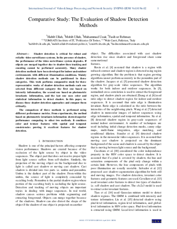 (PDF) Comparative Study: The Evaluation of Shadow Detection Methods (PDF) Comparative Study: The Evaluation of Shadow Detection Methods