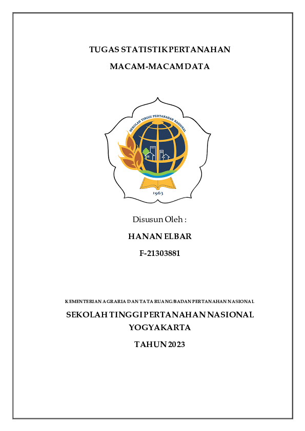 (PDF) Tugas III Statistika Pertanahan - Macam Data