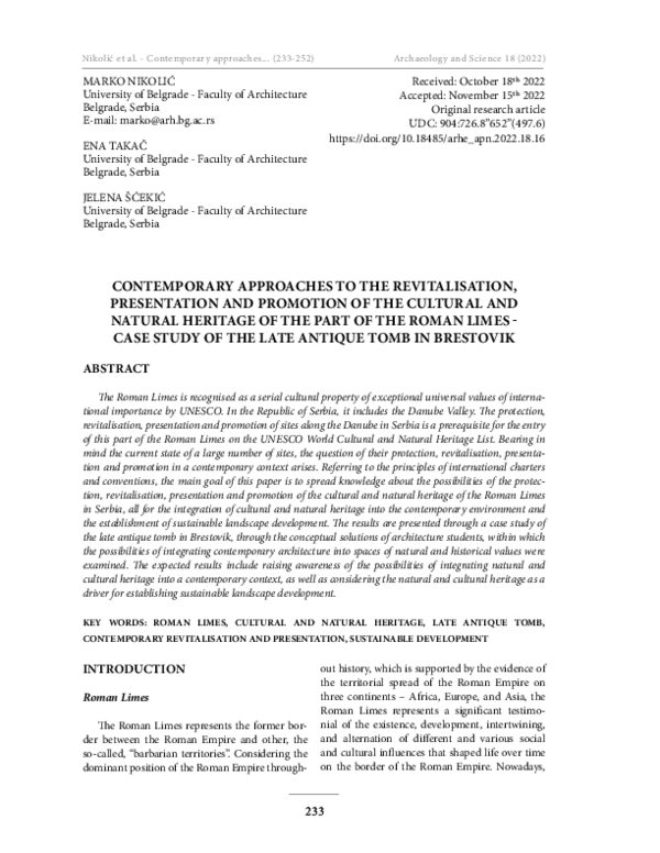 (PDF) Contemporary Approaches to the Revitalisation, Presentation and ...