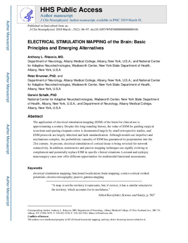 (PDF) Electrical Stimulation Mapping of the Brain | Gerwin Schalk ...