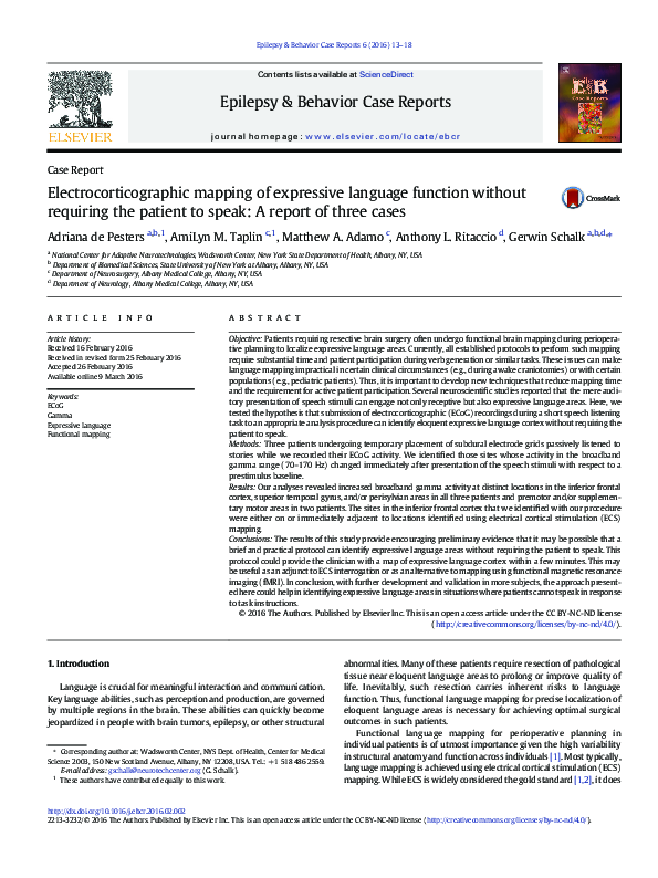 (PDF) Electrocorticographic mapping of expressive language function ...