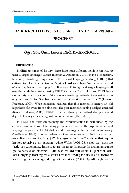 (PDF) Task Repetition: Is It Useful in L2 Learning Process