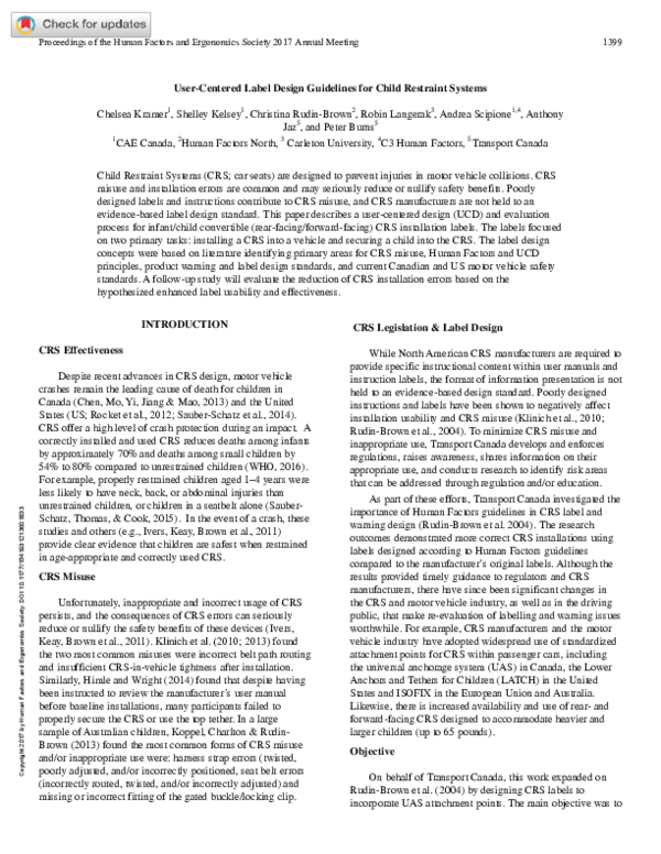 (PDF) User-Centered Label Design Guidelines for Child Restraint Systems