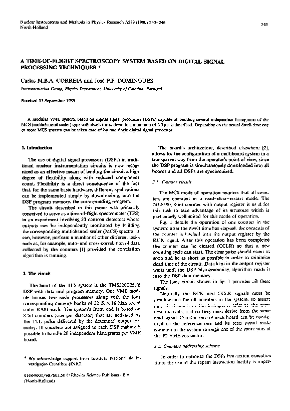 (PDF) A time-of-flight spectroscopy system based on digital signal processing techniques