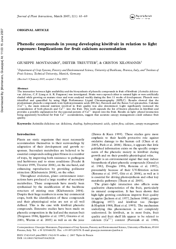 (PDF) Phenolic compounds in young developing kiwifruit in relation to ...
