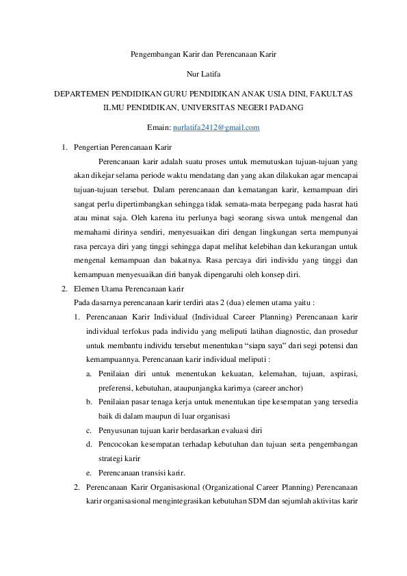 (PDF) Pengembangan Karir dan Perencanaan Karir (PDF) Pengembangan Karir dan Perencanaan Karir