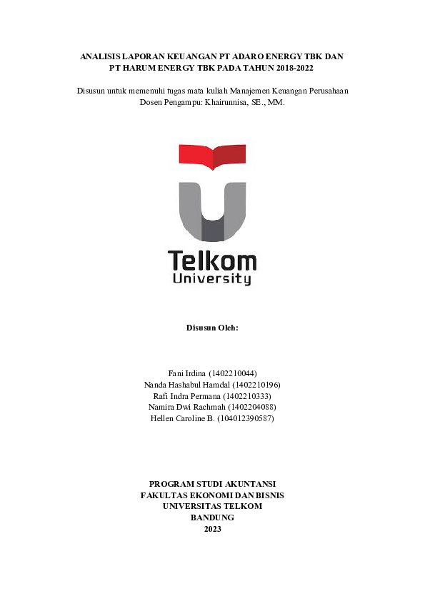 (PDF) Analisis Laporan Keuangan PT Adaro Energy Tbk. dan PT Harum Energy Tbk. Tahun 2018-2022
