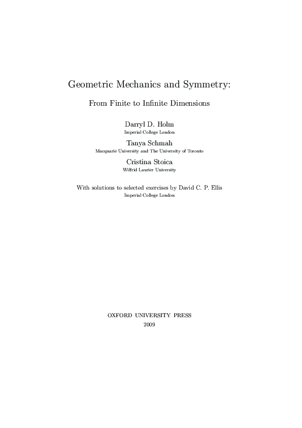 (PDF) Geometric Mechanics and Symmetry