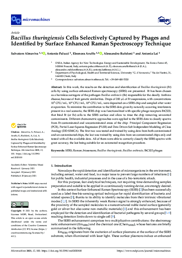 (PDF) Bacillus thuringiensis Cells Selectively Captured by Phages and Identified by Surface ...