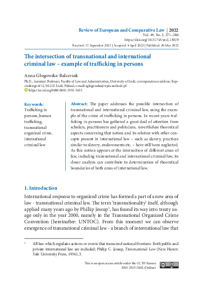 (PDF) Intersection of Transnational and International Criminal Law ...