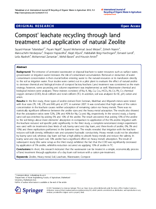 (PDF) Compost' leachate recycling through land treatment and ...
