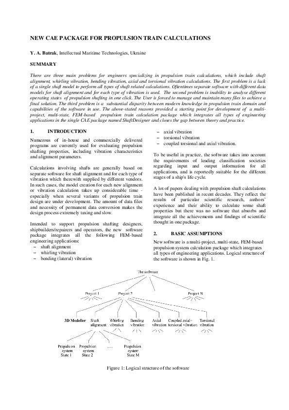 (PDF) New CAE Package For Propulsion Train Calculations