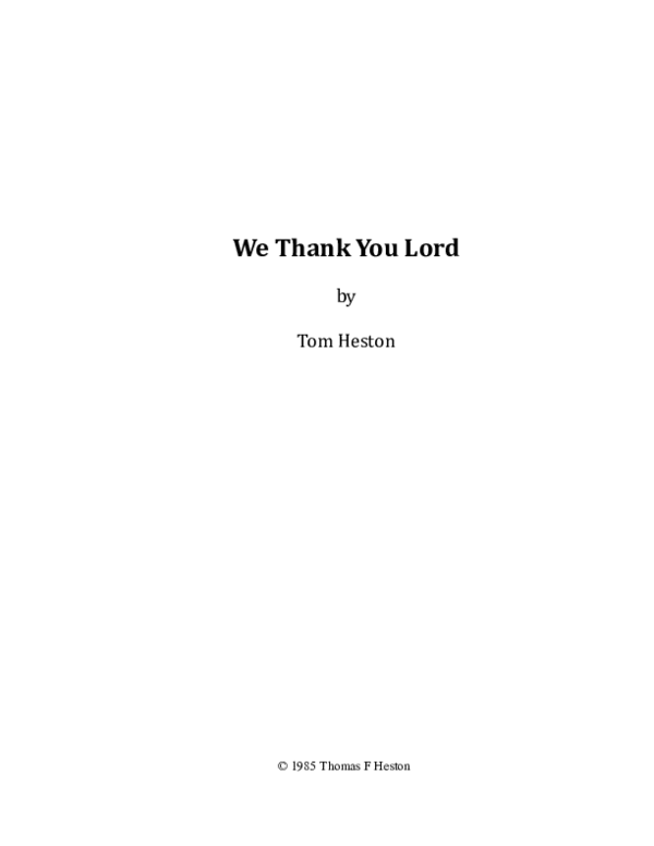 (PDF) We Thank You Lord (Sheet Music)