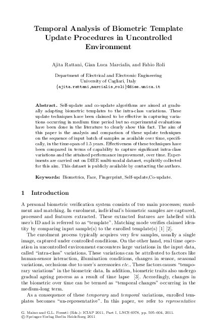 (PDF) Temporal Analysis of Biometric Template Update Procedures in ...