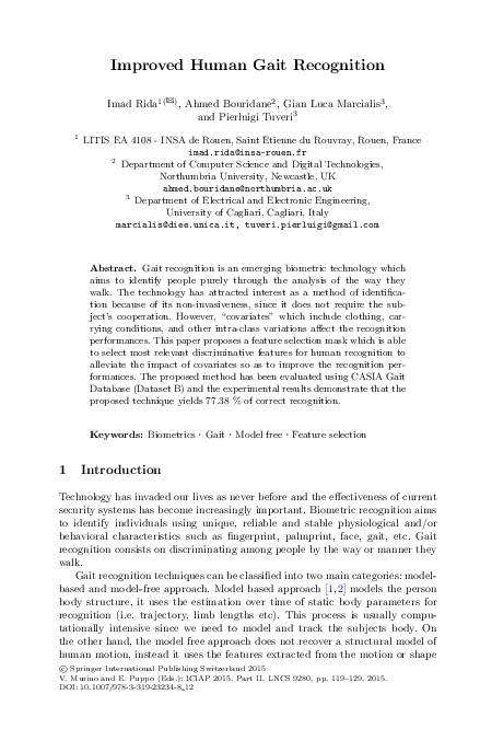(PDF) Improved Human Gait Recognition