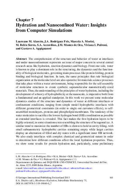 (PDF) Hydration and Nanoconfined Water: Insights from Computer Simulations