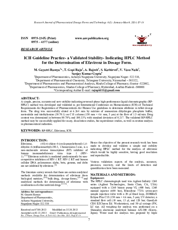 (PDF) ICH Guideline Practice-a Validated Stability-Indicating HPLC Method for the Determination ...