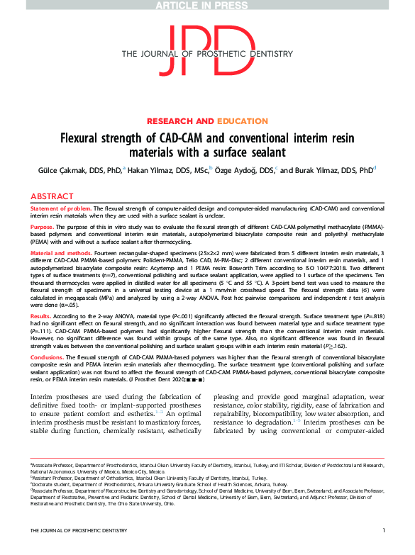 (PDF) Flexural strength of CAD-CAM and conventional interim resin ...