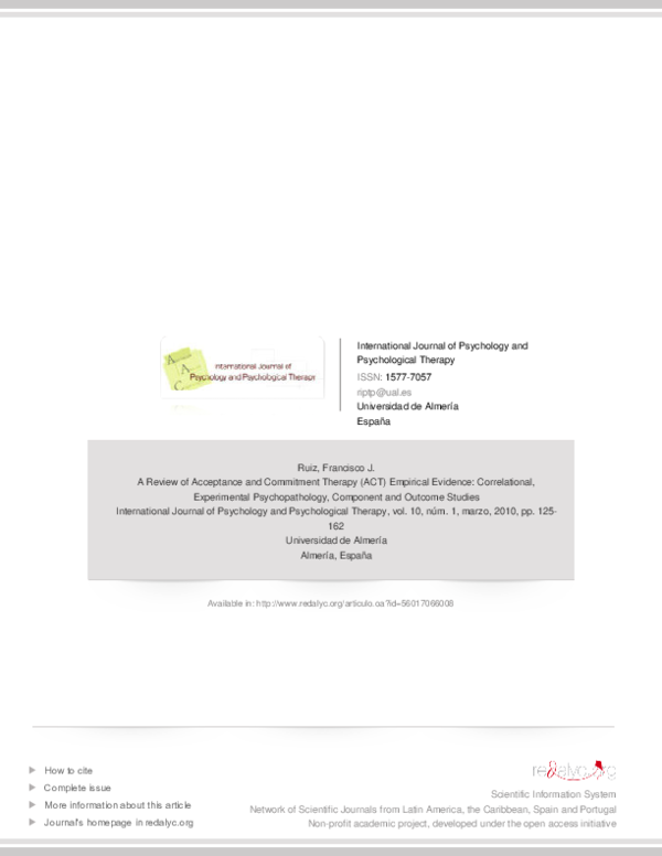 (PDF) A review of Acceptance and Commitment Therapy (ACT) empirical ...