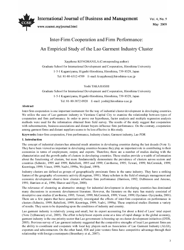 (PDF) Inter-firm Cooperation and Firm Performance: An Empirical Study ...