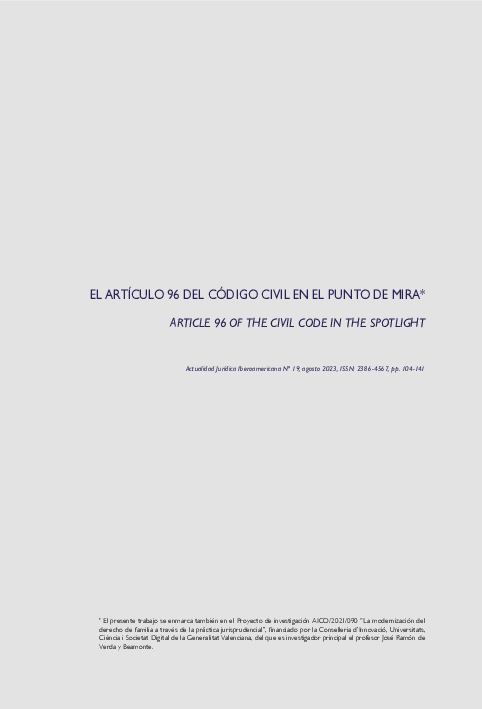 (PDF) EL ARTÍCULO 96 DEL CÓDIGO CIVIL EN EL PUNTO DE MIRA* ARTICLE 96 ...