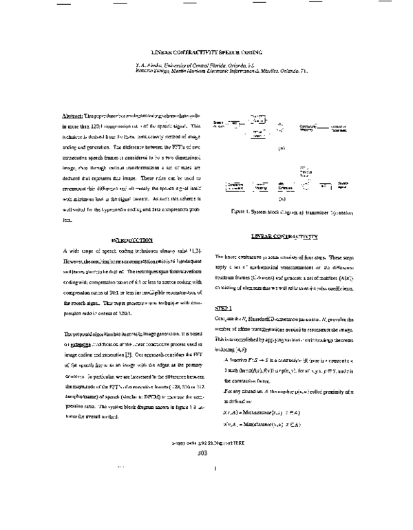 (PDF) Linear contractivity speech coding