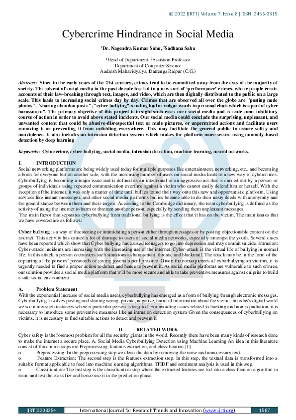 (PDF) Cybercrime Hindrance in Social Media 1