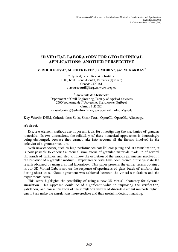(PDF) 3D Virtual Laborato Ry for Geotechnical Applications: Another ...