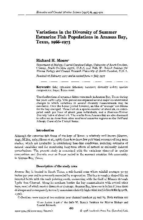 (PDF) Variations in the diversity of summer estuarine fish populations ...