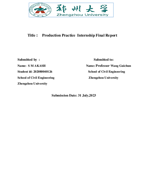 (PDF) Production Practice Internship Final Report