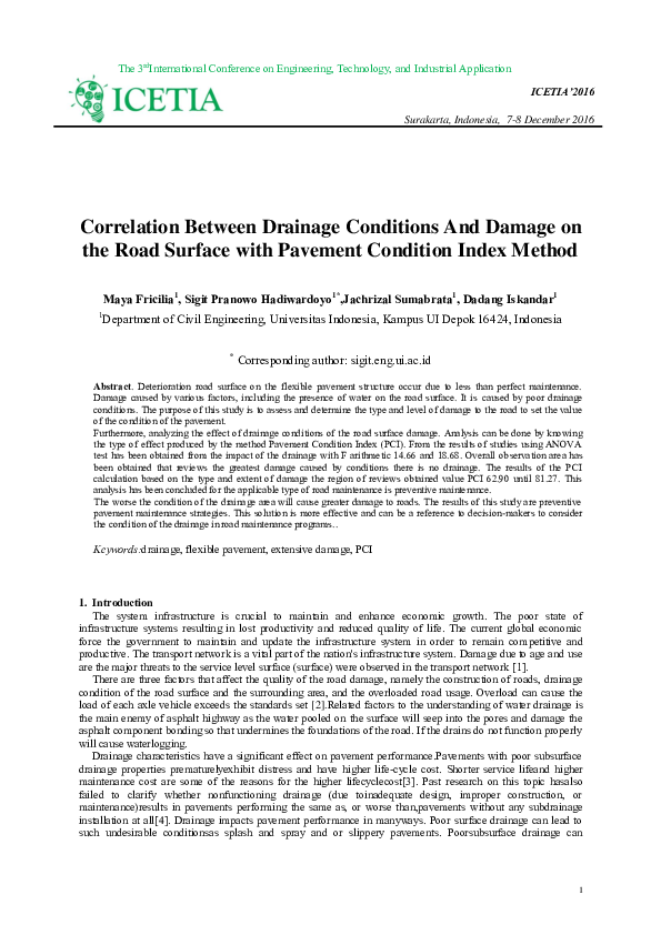 (PDF) Correlation Between Drainage Conditions and Damage on The Road ...