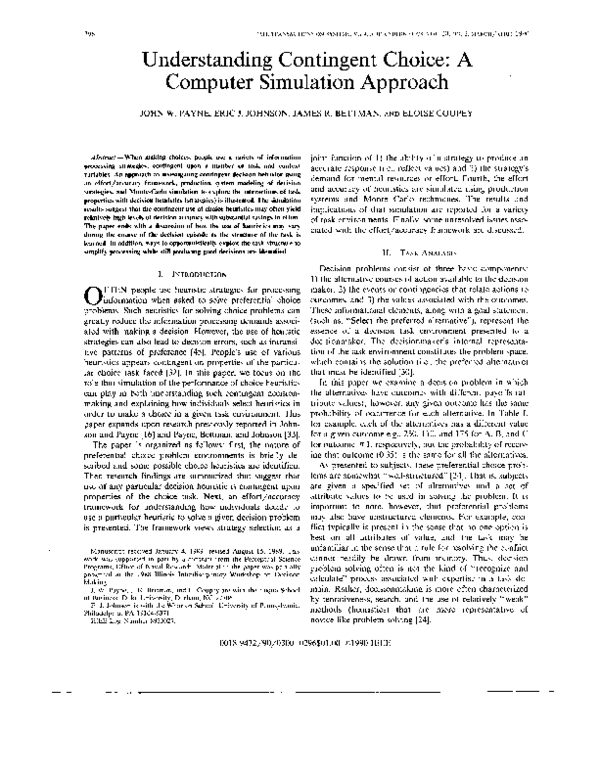 (PDF) Understanding contingent choice: a computer simulation approach