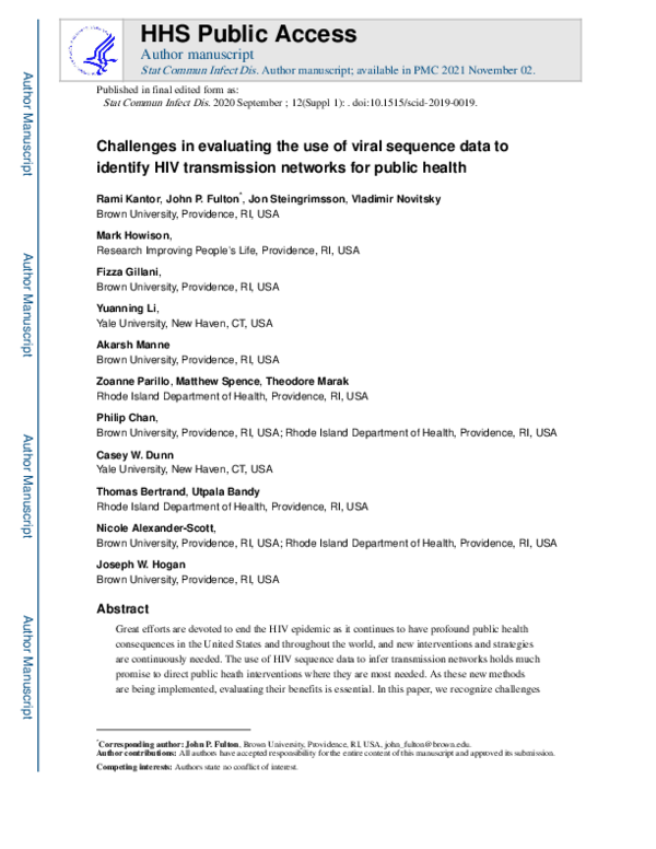 (PDF) Challenges in evaluating the use of viral sequence data to ...