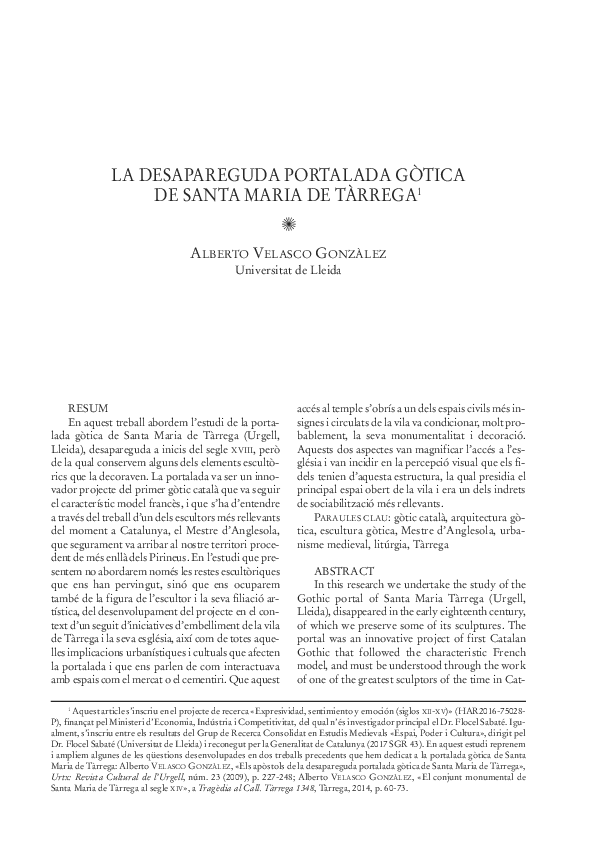 (PDF) La desapareguda portalada gòtica de Santa Maria de Tàrrega