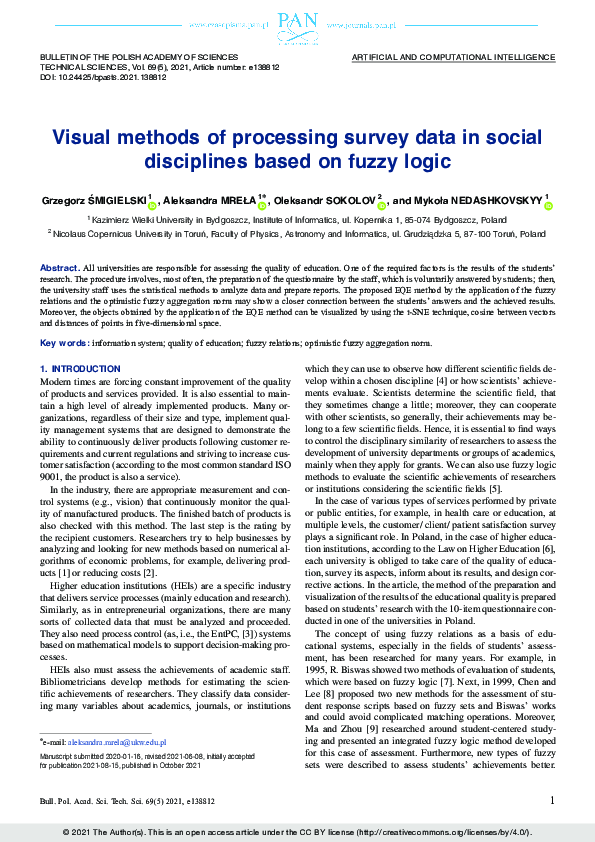 Pdf Visual Methods Of Processing Survey Data In Social Disciplines Based On Fuzzy Logic