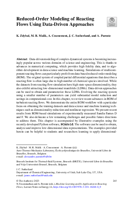 (PDF) Reduced-Order Modeling of Reacting Flows Using Data-Driven Approaches