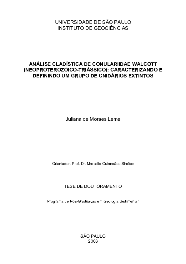 (PDF) Análise cladística de Conulariidae Walcott (Neoproterozóico ...