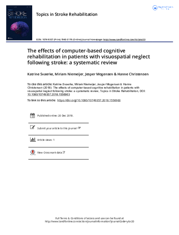(PDF) The Effects of Computer-Based Cognitive Rehabilitation on Working Memory in Patients with ...