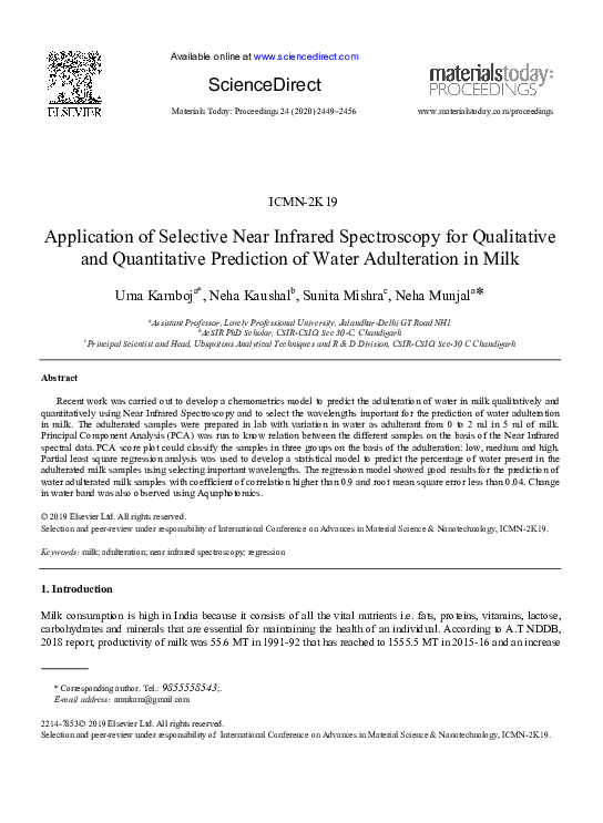 (PDF) Application of Selective Near Infrared Spectroscopy for ...