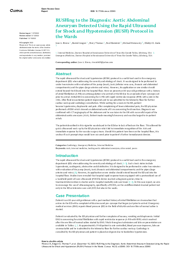 (PDF) RUSHing to the Diagnosis: Aortic Abdominal Aneurysm Detected ...